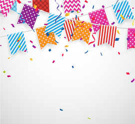 Balloon with confetti and birthday bunting flags Vector Image