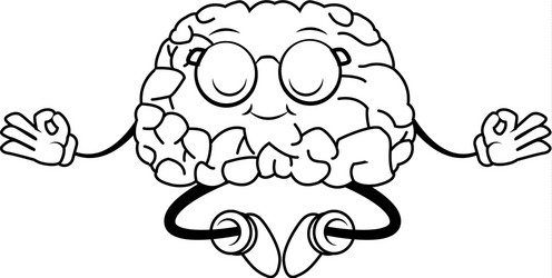 Cute brain meditating cartoon Royalty Free Vector Image