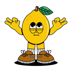 Cute character lemon in groovy cartoon style Vector Image