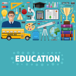 Education background with books in flat design Vector Image