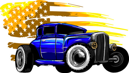 Hot rod with american flag Royalty Free Vector Image