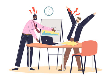Work conflict flat cartoon angry employees Vector Image