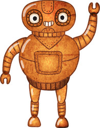 Gentleman half cyborg steampunk sketch Royalty Free Vector