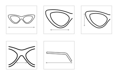 Optical center measurement template eye frame Vector Image