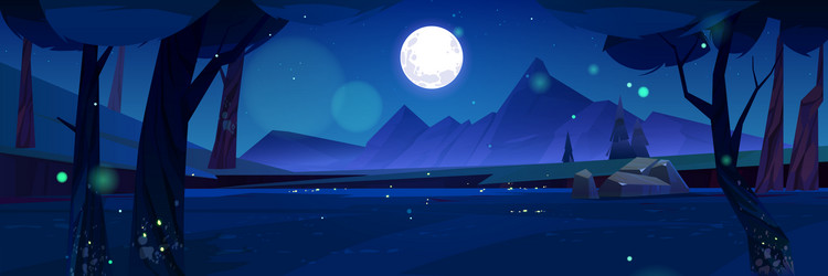Parallax background cartoon night nature landscape