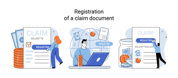 Registration of claim form register document Vector Image