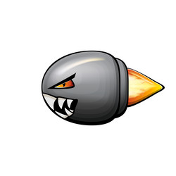 Cartoon gun bullet with fire trail Royalty Free Vector Image