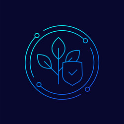 Crop protection icon with plants and shield Vector Image