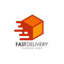 Delivery box logo design courier Royalty Free Vector Image
