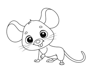 Cute mouse animal coloring page cartoon Royalty Free Vector