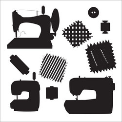 Sewing kit outline icons set Royalty Free Vector Image