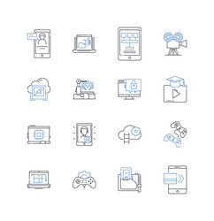 Voice assistants line icons collection siri Vector Image