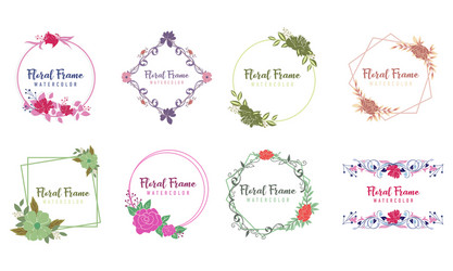 Set floral frame wedding invitation flower log Vector Image