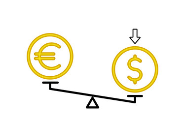 Euro dollar balance scale high currency value Vector Image