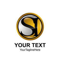 Initial si logo design template colored dark grey Vector Image