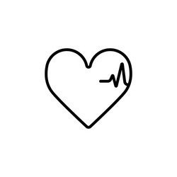 Heartbeat line heart cardio outline Royalty Free Vector