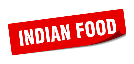 Indian food red square isolated paper sign Vector Image