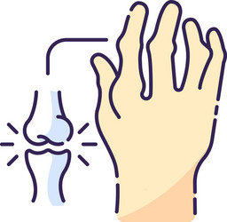 Hand arthritis icon cartoon joint pain Royalty Free Vector