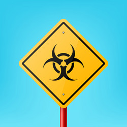 Yellow round road sign frame with biohazard Vector Image