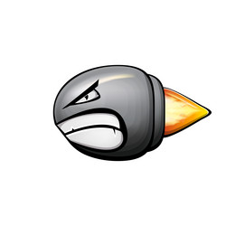 Cartoon gun bullet with fire bullet trail Vector Image