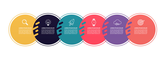 Infographic template design with 6 color options Vector Image