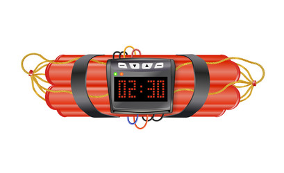 Realistic 3d bomb dynamite sticks with burning Vector Image