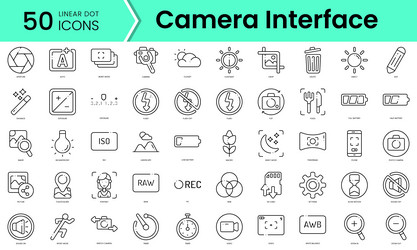 Set of camera interface icons line art style Vector Image