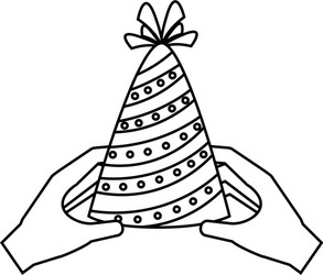 Hands with party hat Royalty Free Vector Image