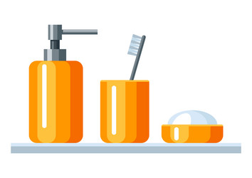 Bathroom accessories toothbrush toilet and soap Vector Image