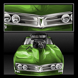 Grey drag racing car with black strip Royalty Free Vector