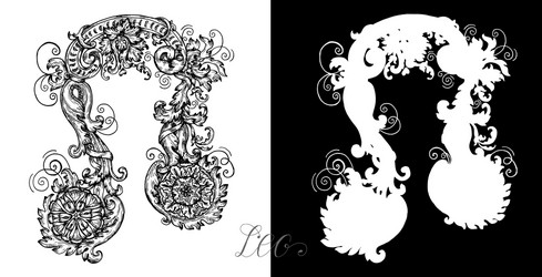 Fantasy zodiac sign lion or leo in gothic Vector Image