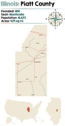 Map of piatt county in illinois Royalty Free Vector Image