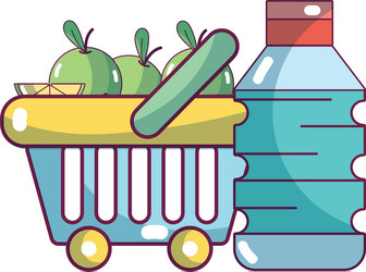 Supermarket products cartoon Royalty Free Vector Image