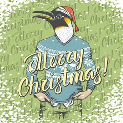 Christmas penguin head on human body Royalty Free Vector