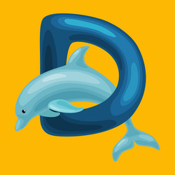 Dolphin letter with animal for kids abc education Vector Image