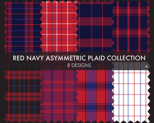 Red navy asymmetric plaid seamless pattern Vector Image