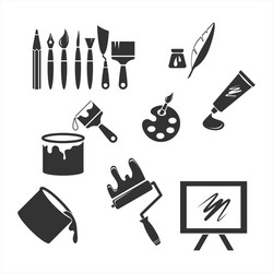 Set art icons stencil collection for school etc Vector Image