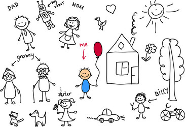 Stick family drawing Royalty Free Vector Image