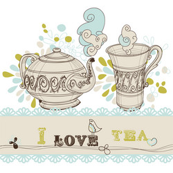 Vintage tea time background Royalty Free Vector Image