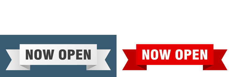 Now open banner template ribbon label sign sticker