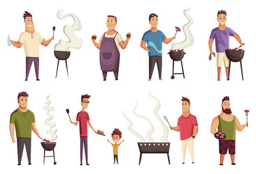 Bbq set square collage Royalty Free Vector Image
