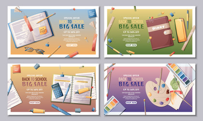 Set of flyer template with notebook Royalty Free Vector
