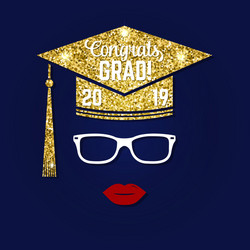 Graduation cap symbol concept gold Royalty Free Vector Image