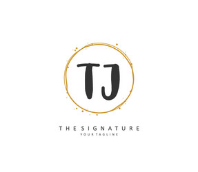 Tj initial letter handwriting and signature logo Vector Image