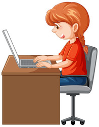 A girl using laptop cartoon Royalty Free Vector Image