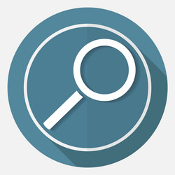 Magnify icon on white circle with a long shadow Vector Image
