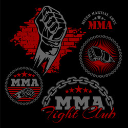 Mma mixed martial arts emblem badges Royalty Free Vector