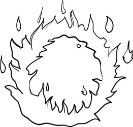 Fire ring handdrawn burning flame doodle style Vector Image