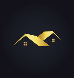 Gold house realty business logo Royalty Free Vector Image