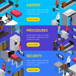 Airport security check-in banner vertical set Vector Image